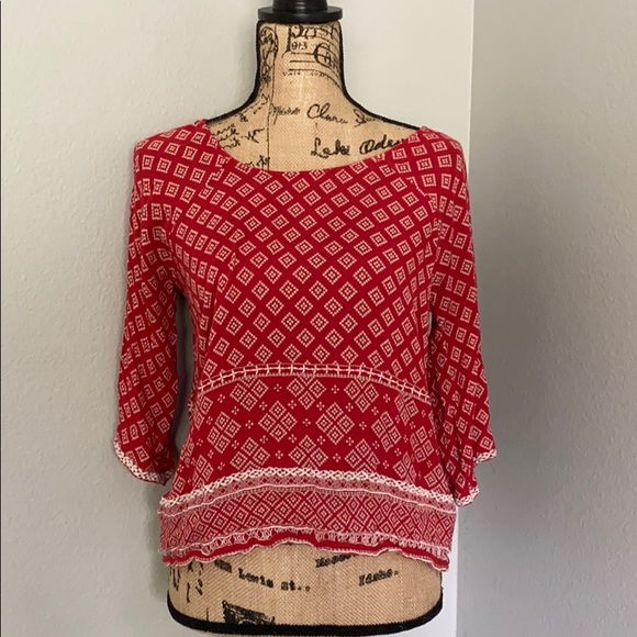 New Look | Tops | New Look Red Peasant Top S | Poshmark